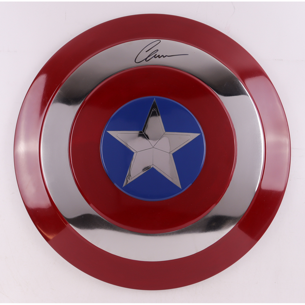 Chris Evans Signed "Captain America" Marvel Full-Size Metal Shield ...