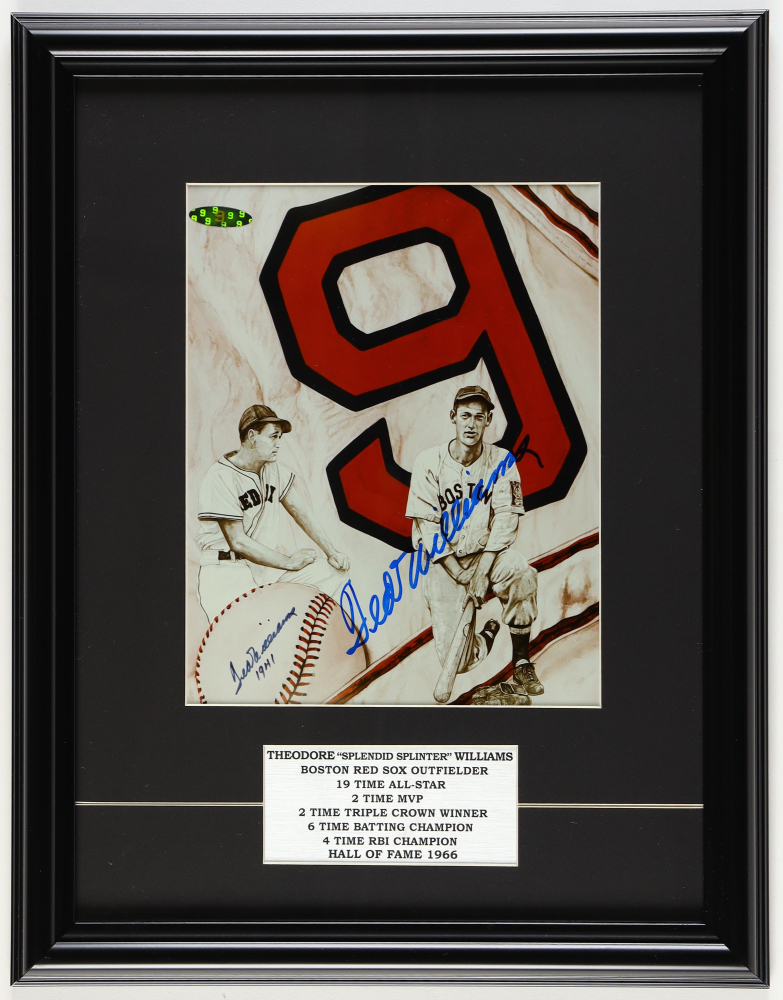 Ted Williams Signed "Splendid Splinter" Red Sox Custom Framed Photo Display (Williams ...