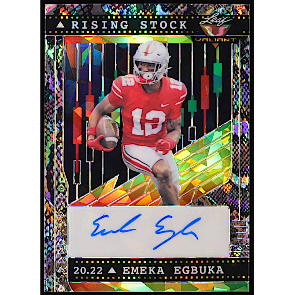 Emeka Egbuka 2022 Leaf Valiant Rising Stock Crystal Snakeskin #RSEE1 RC ...