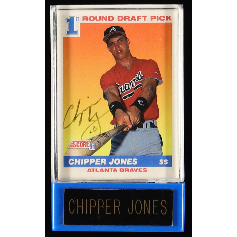 Chipper Jones Signed 1991 Score #671 RC with Display Case (JSA ...