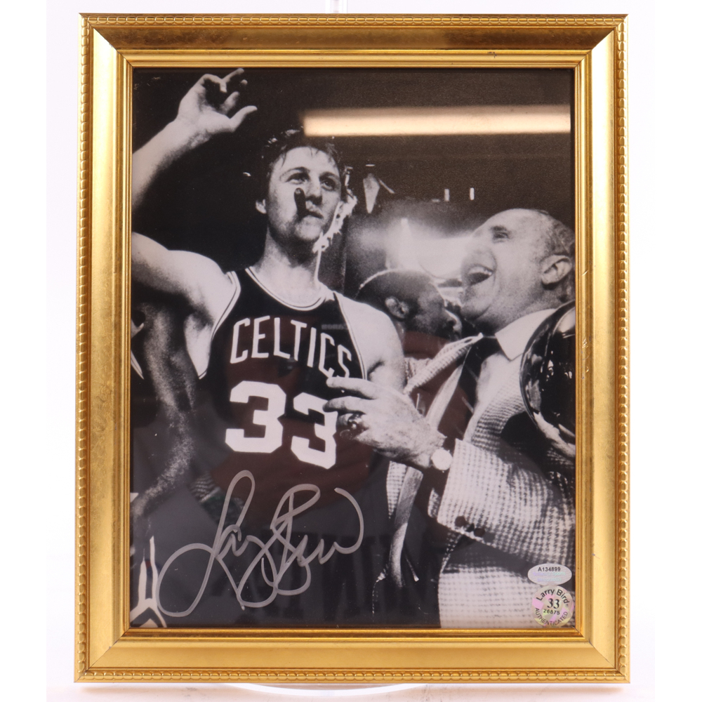 Larry Bird Signed Celtics Custom Framed Photo (Schwartz & Bird ...