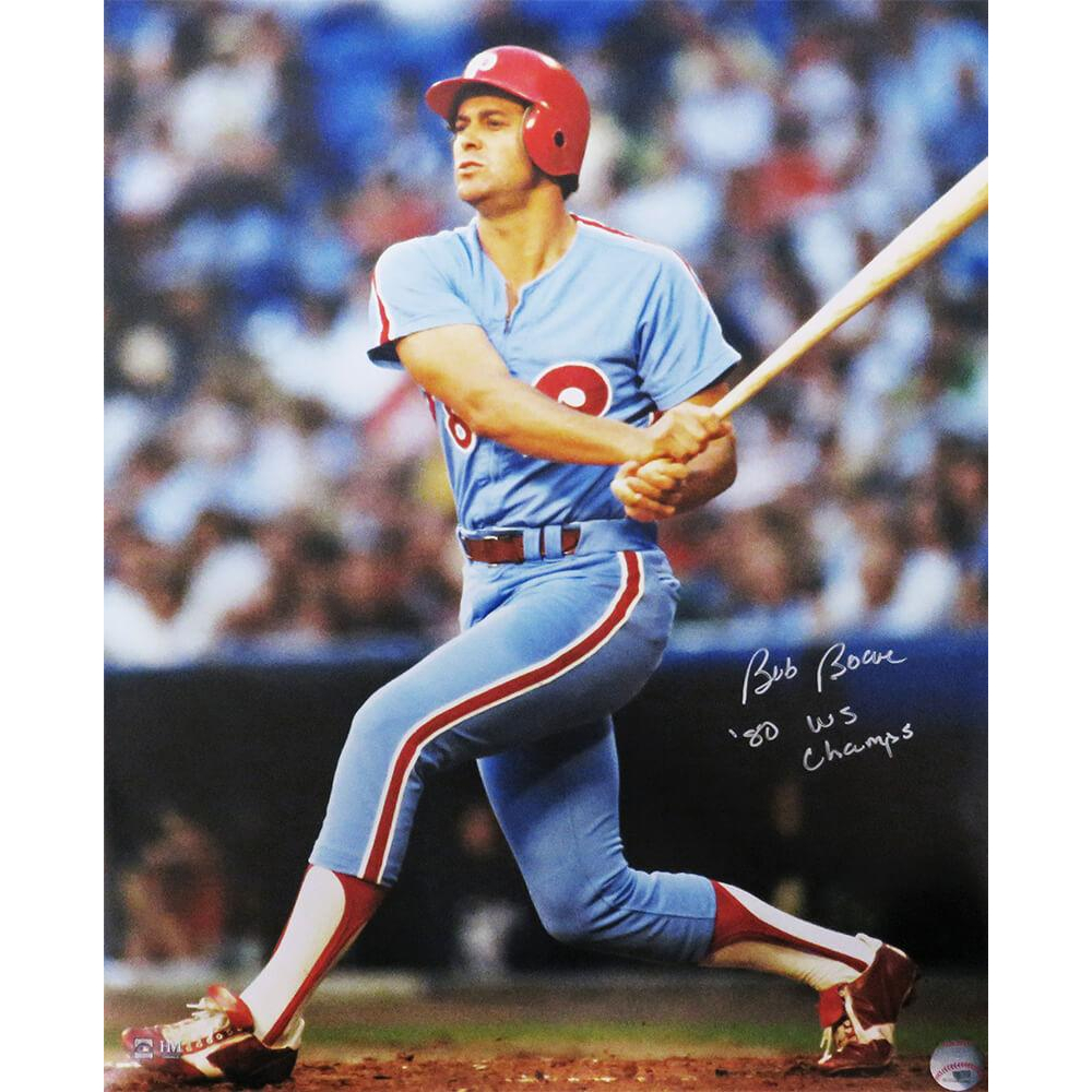 Bob Boone Signed Phillies 16x20 Photo Inscribed "'80 WS Champs ...