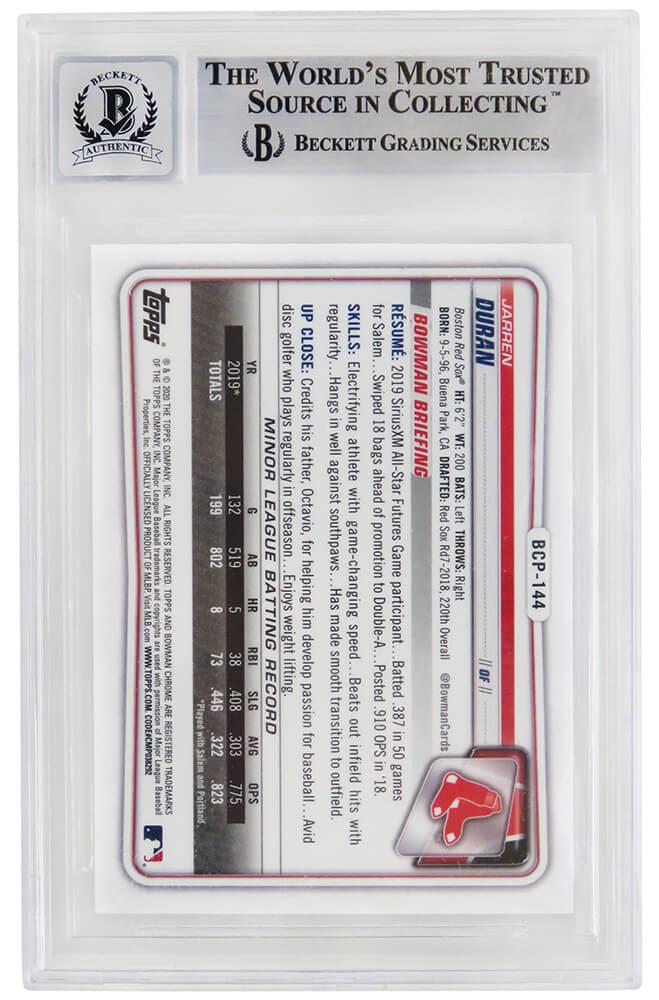Jarren Duran Signed 2020 Bowman Chrome Prospects #BCP144 (BGS ...
