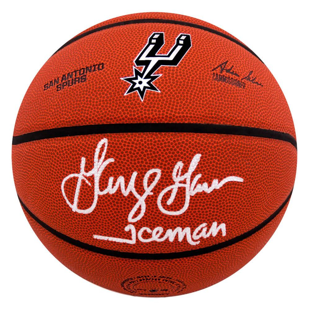 George Gervin Signed Spurs Logo Basketball Inscribed "Iceman" (Schwartz ...