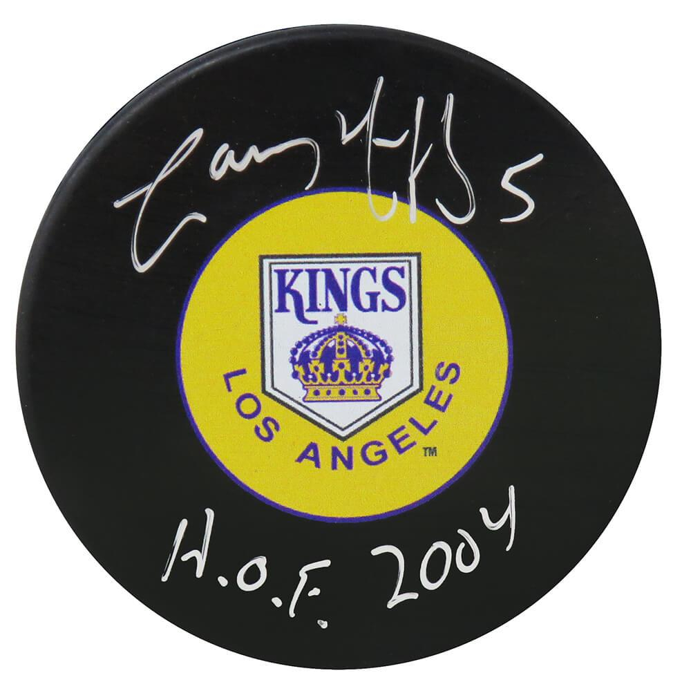 Larry Murphy Signed Kings Throwback Logo Hockey Puck Inscribed "H.O.F ...