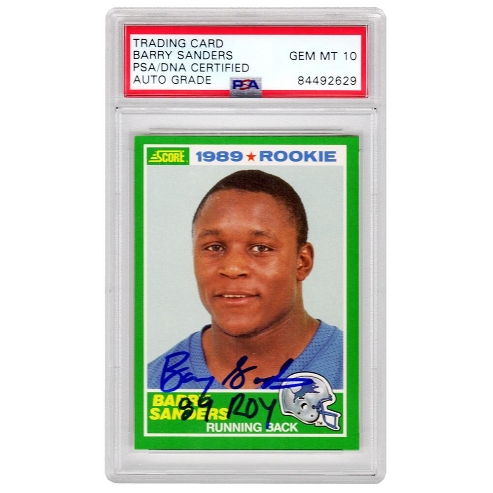 Barry Sanders Signed 1989 Score #257 RC Inscribed "89 ROY" (PSA ...