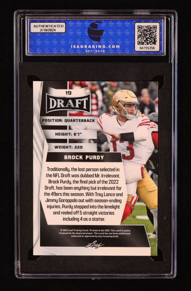 Brock Purdy 2023 Leaf Draft #19 (ISA 10) | Pristine Auction