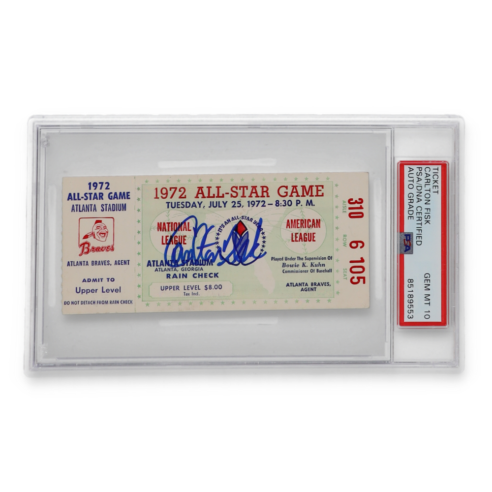 Carlton Fisk Signed 1972 All-Star Game Ticket Stub (PSA | Auto Grade 10 ...