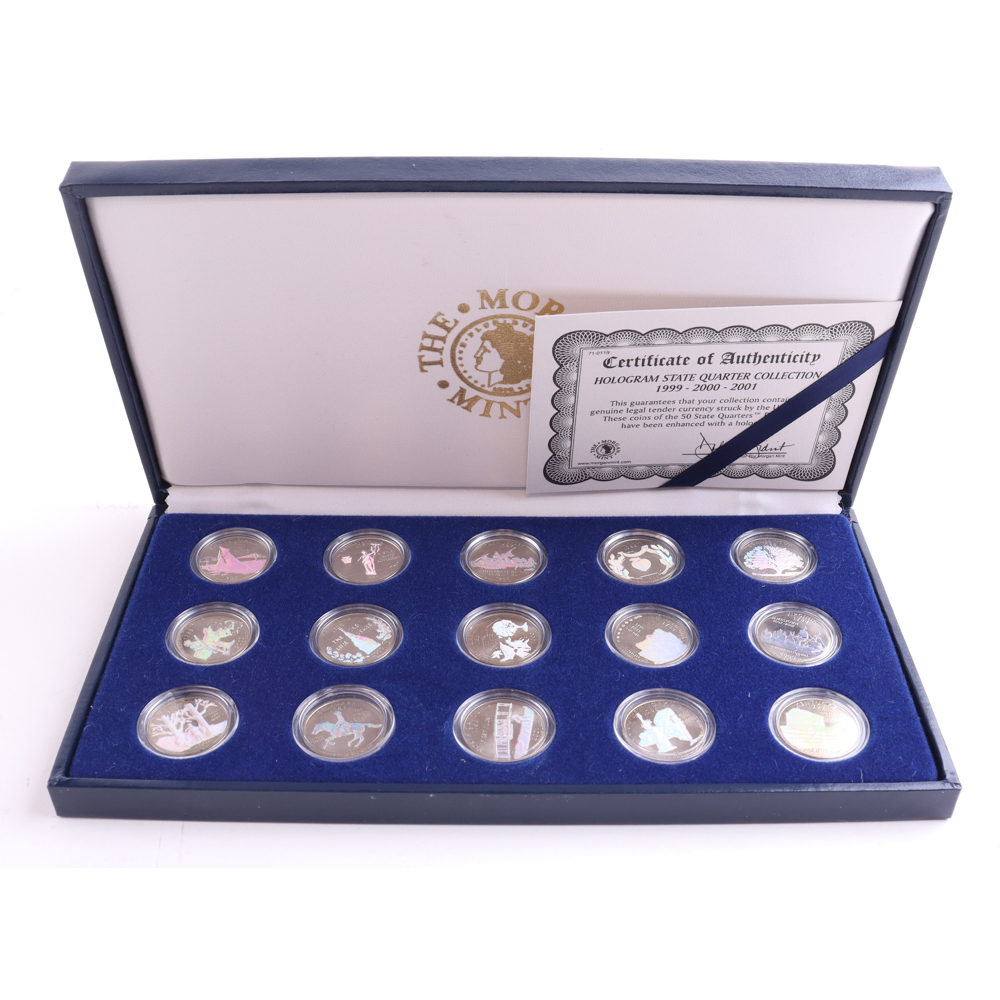 1999 - 2001 Complete Statehood Quarter Collection Of (15) Holograms ...