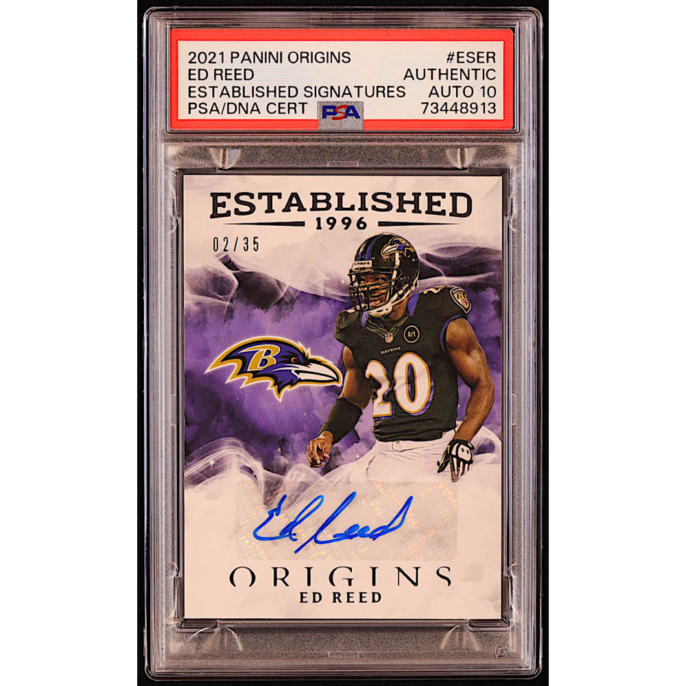 Ed Reed 2021 Panini Origins Established Signatures #2 #02/35 (PSA ...
