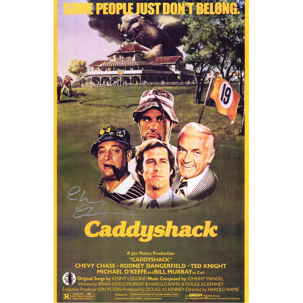 Chevy Chase Signed "Caddyshack" 11x17 Movie Poster Photo (Schwartz ...