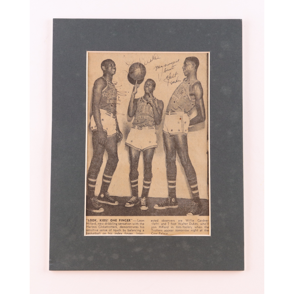 Leon Hillard, Walter Dukes & Willie Gardner Signed Harlem Globetrotters ...