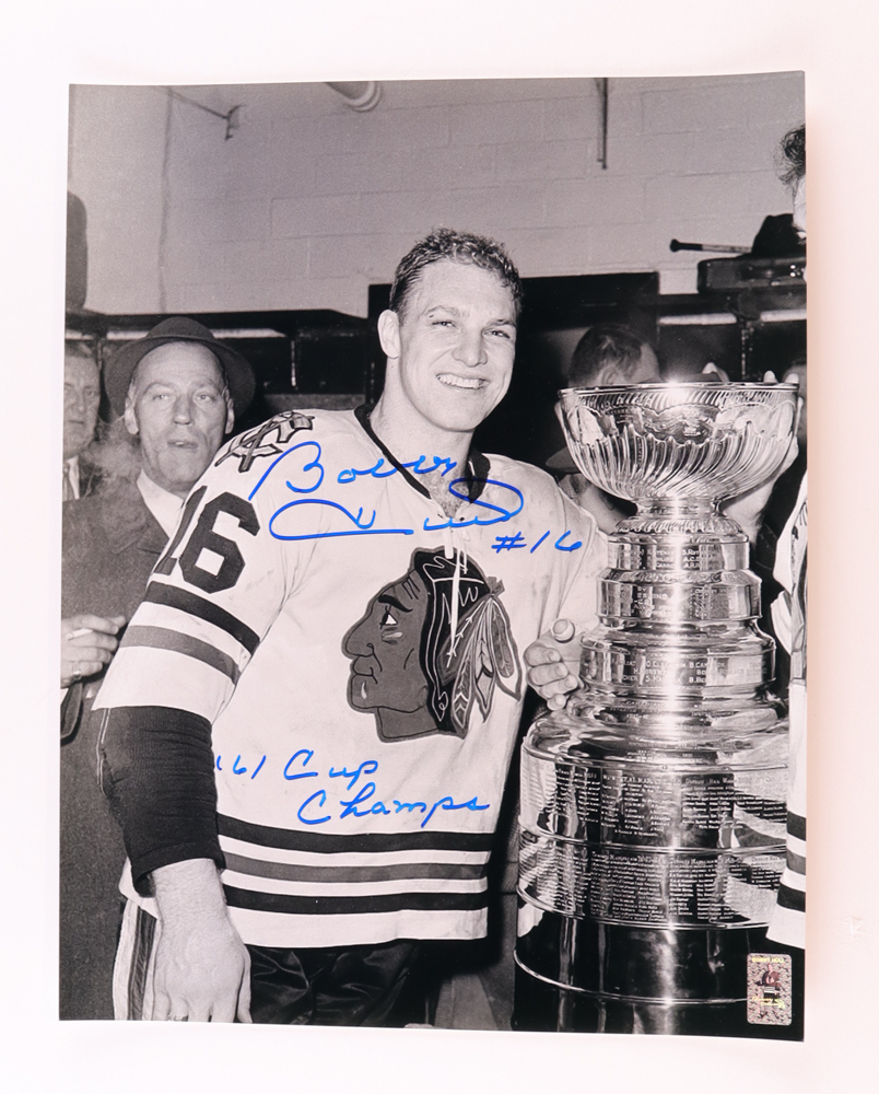 Bobby Hull Signed Blackhawks 11x14 Photo Inscribed "'61 Cup Champs ...