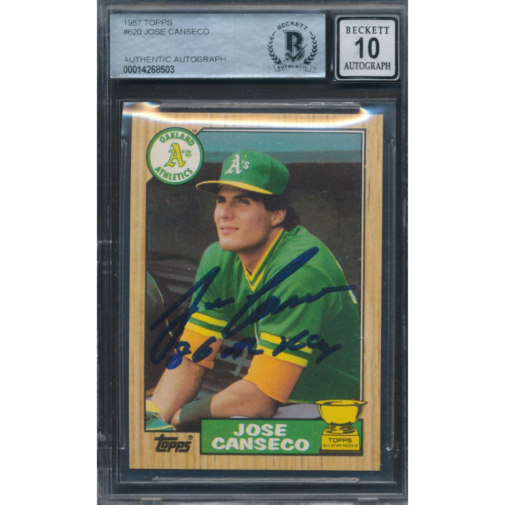 Jose Canseco Signed 1987 Topps #620 Inscribed "88 AL ROY" (BGS ...