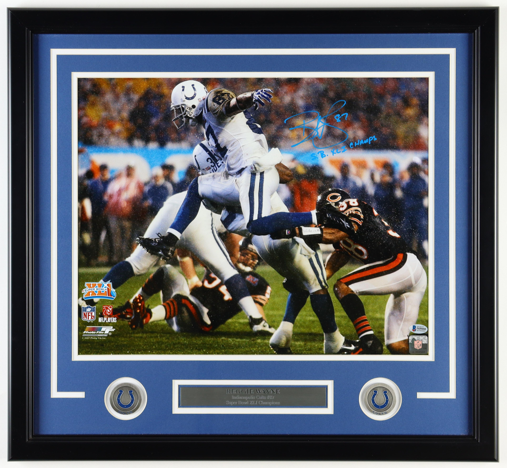 Reggie Wayne Signed Colts Custom Framed Photo Display Inscribed "SB XLI ...