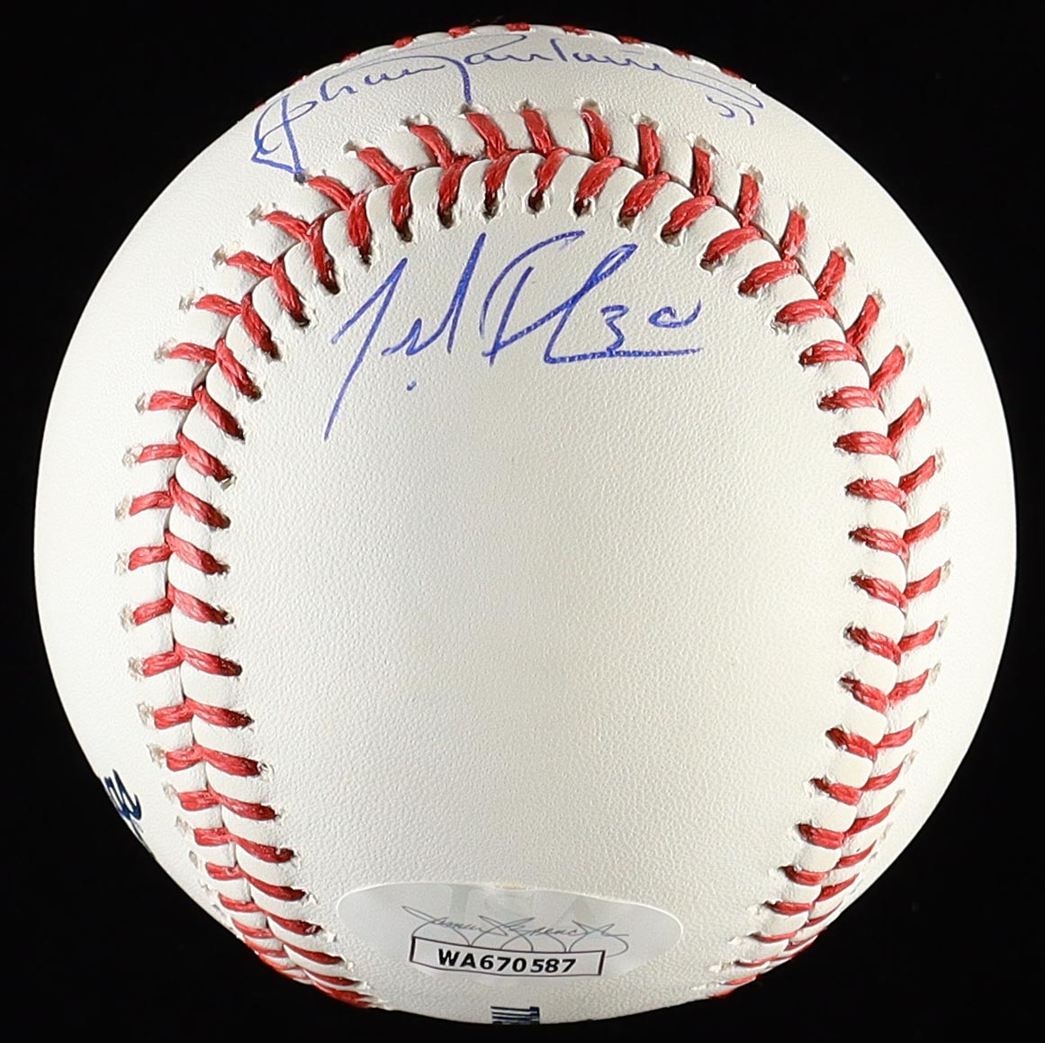 Josh Thole & Johan Santana Signed OML Baseball Inscribed "1st NYM No ...