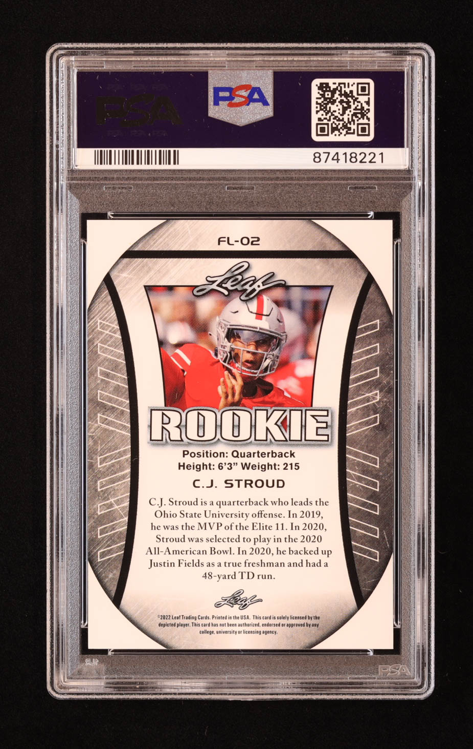CJ Stroud 2022 Leaf Special Release Rookie Flag #FL02 RC (PSA 10 ...