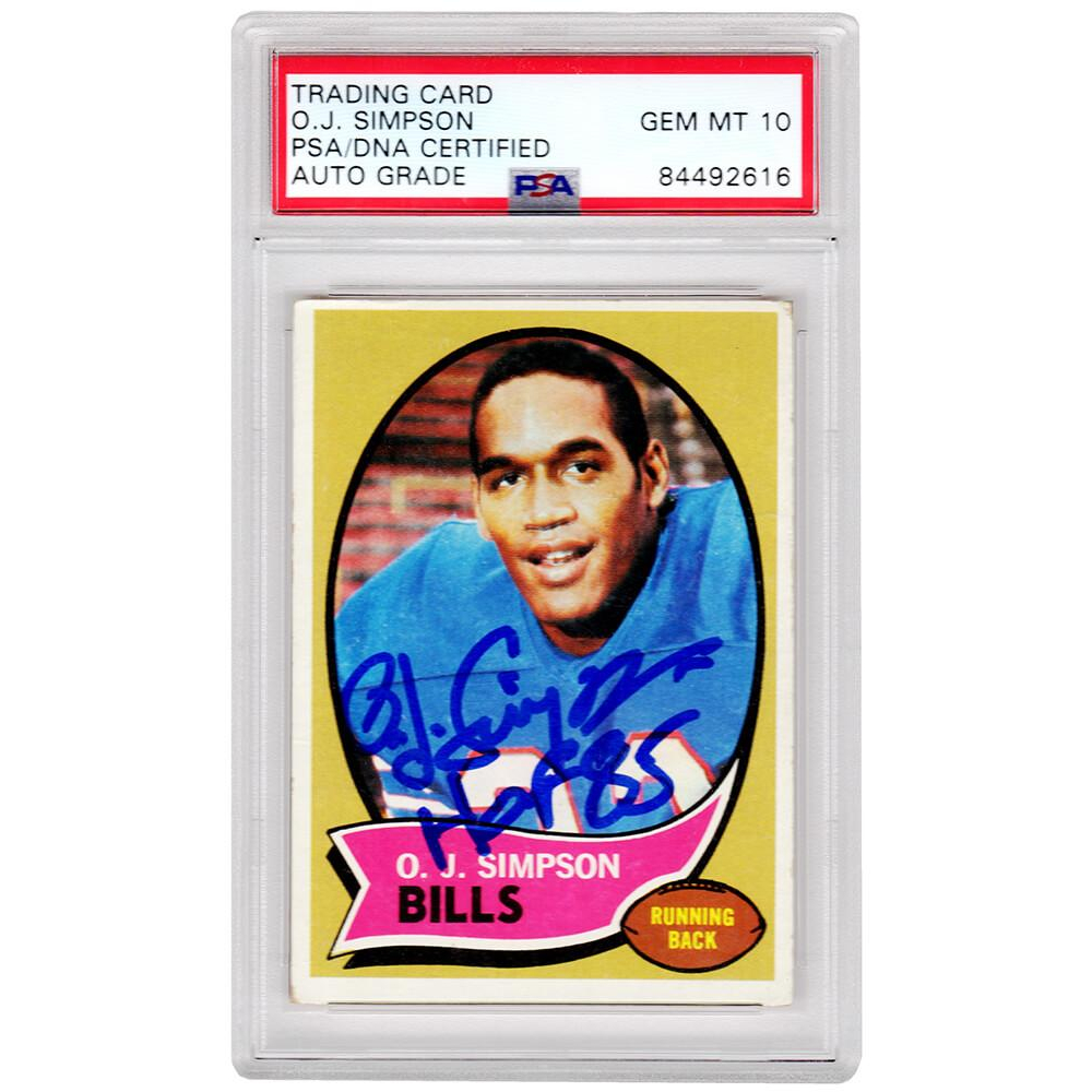 O.J. Simpson Signed 1970 Topps #90 RC Inscribed "HOF 85" (PSA ...