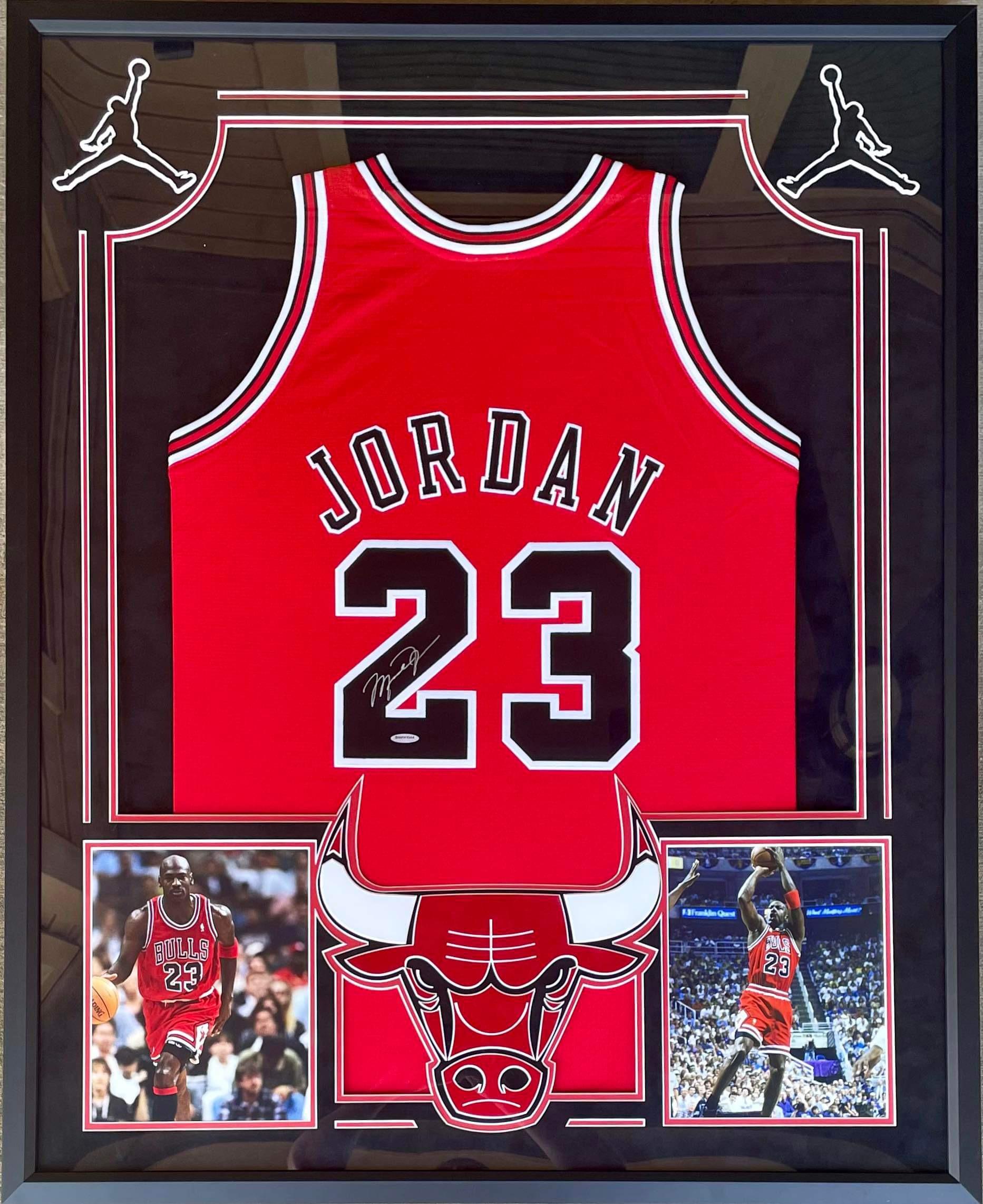 Michael Jordan Signed Bulls Custom Framed Jersey Display (UDA) | Pristine Auction