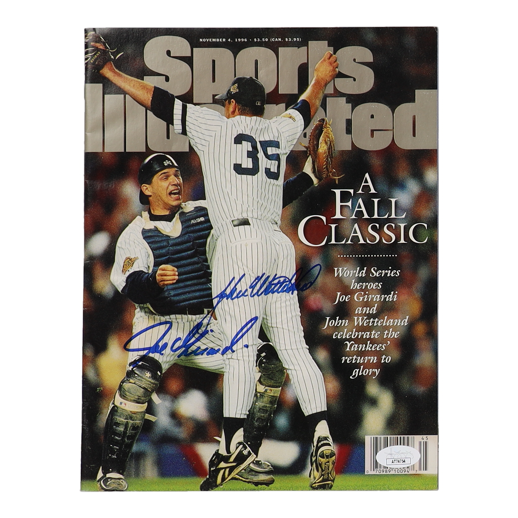 Joe Girardi & John Wetteland Signed 1996 Sports Illustrated Magazine ...