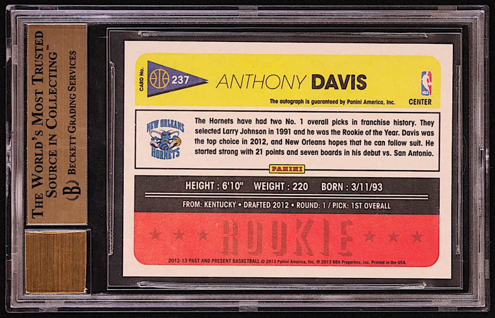 Anthony Davis 2012-13 Panini Past and Present Signatures #237 RC (BGS 9 ...