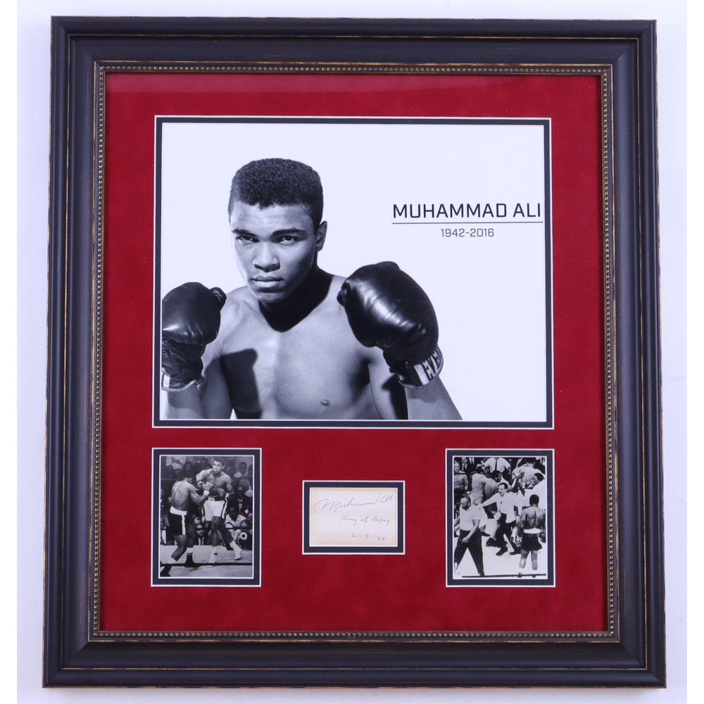 Muhammad Ali Signed Custom Framed Cut Display Inscribed "King Of Boxing ...
