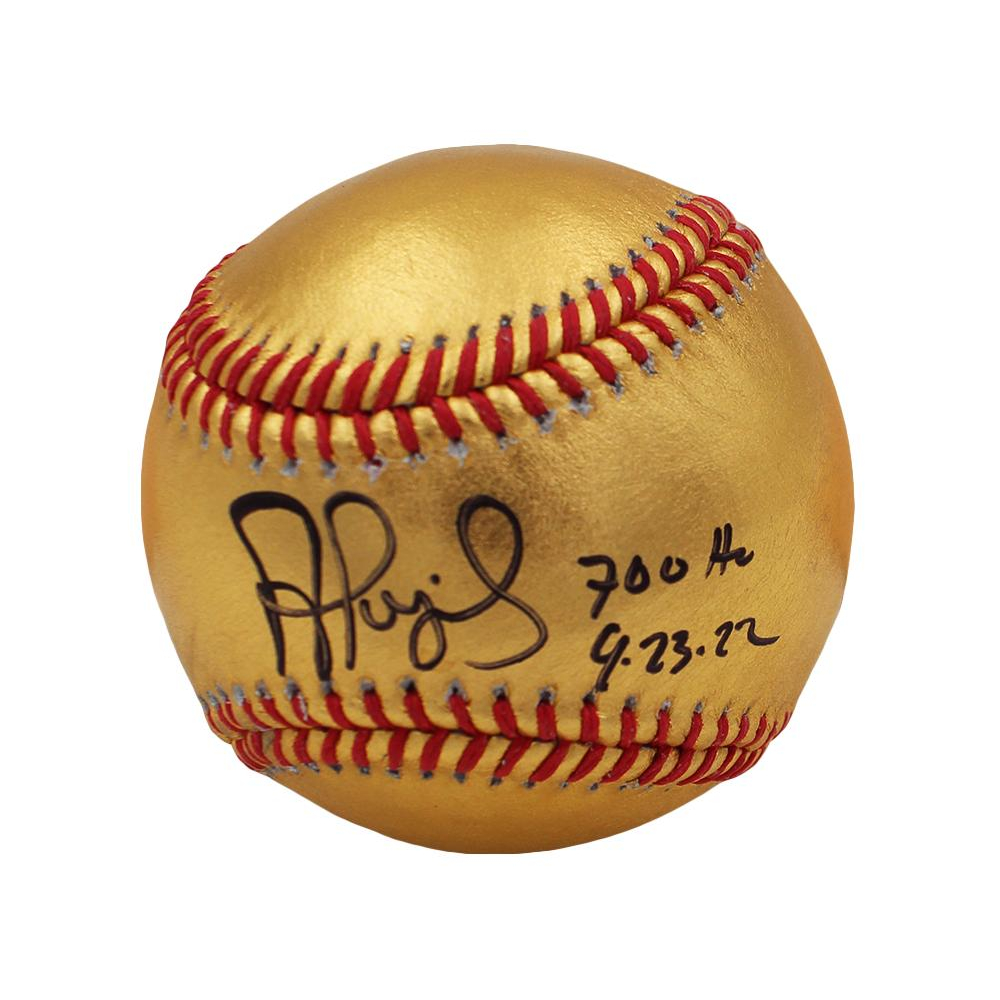 Albert Pujols Signed OML Gold Baseball Inscribed "700 HR 9-23-22 ...