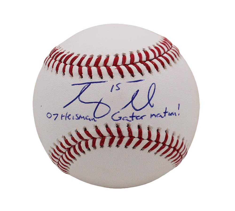 Tim Tebow Signed OML Baseball Inscribed "07 Heisman" & "Gator Nation ...