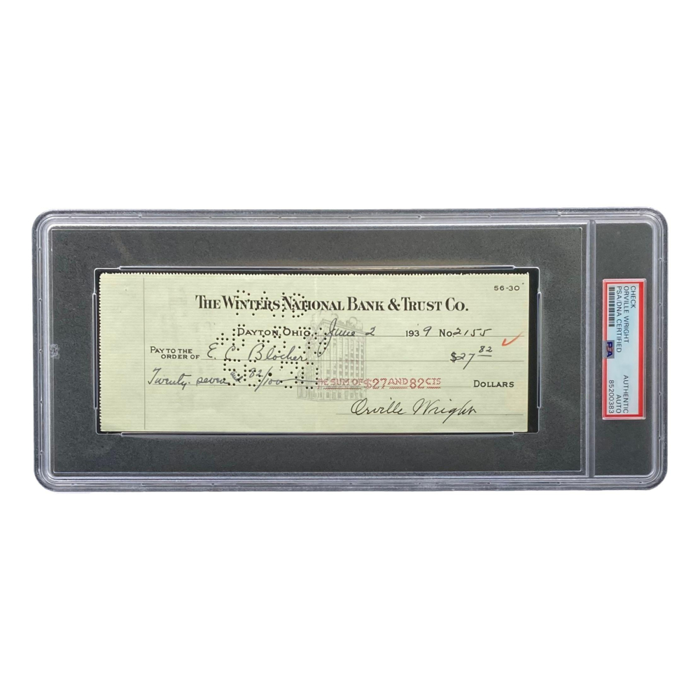 Orville Wright Signed 1939 Personal Bank Check (PSA) | Pristine Auction