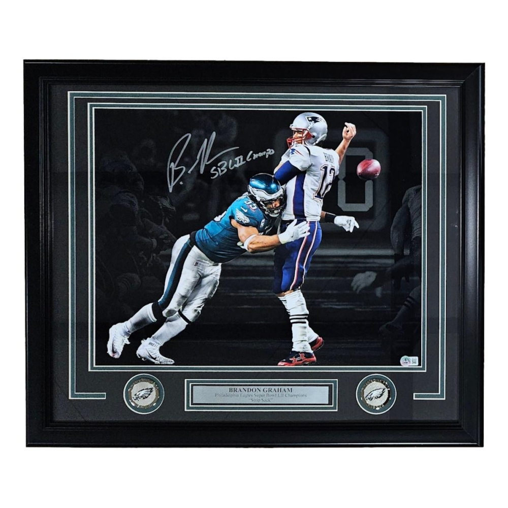 Brandon Graham Signed Eagles Custom Framed Photo Inscribed "SB LII ...