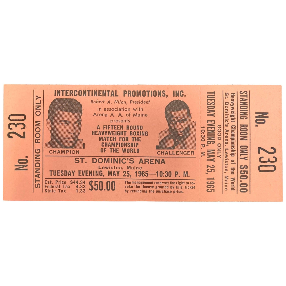 1965 Muhammad Ali & Sonny Liston Fight Ticket | Pristine Auction