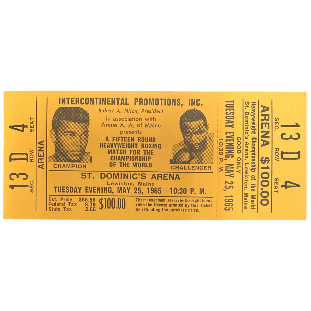 1965 Muhammad Ali & Sonny Liston Fight Ticket | Pristine Auction