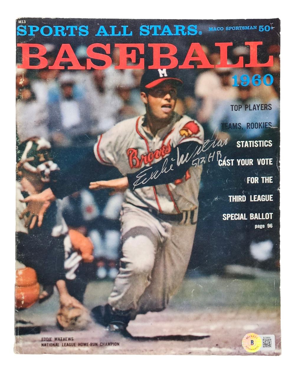 Eddie Mathews Signed 1960 "Sports All Stars" Magazine Inscribed "512 HR ...