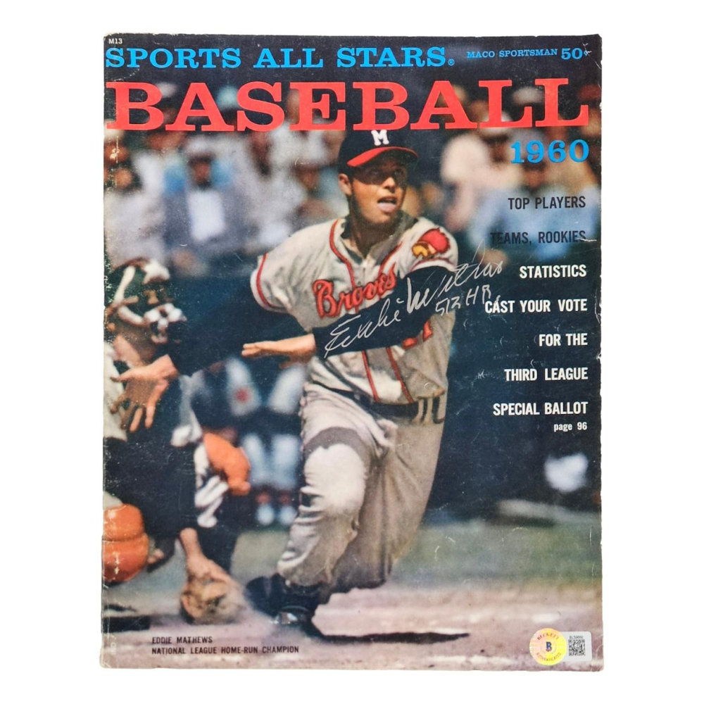 Eddie Mathews Signed 1960 "Sports All Stars" Magazine Inscribed "512 HR ...