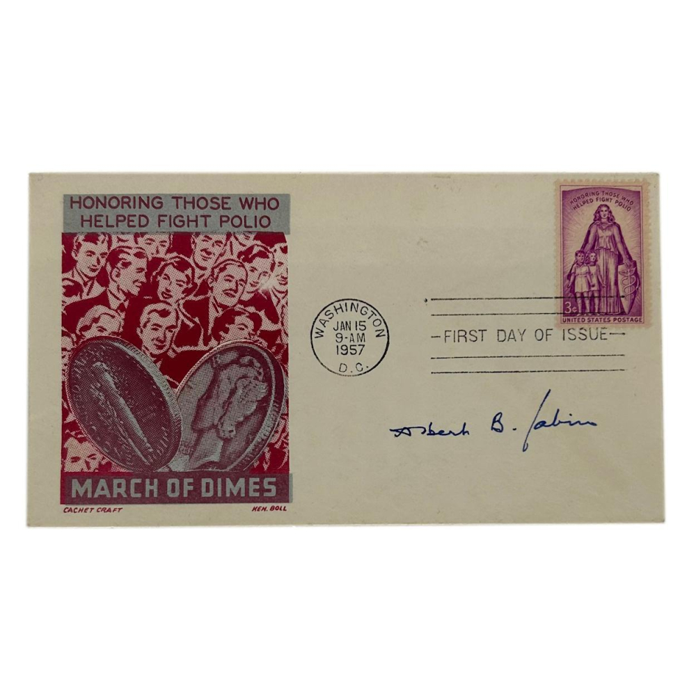 Albert B. Sabin Signed March of Dimes 1957 FDC Envelope (Beckett ...