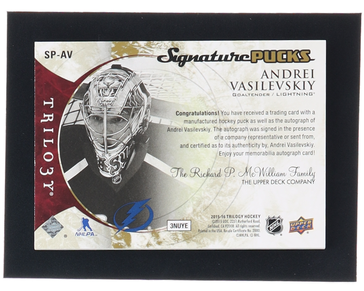 Andrei Vasilevskiy 2015-16 Upper Deck Trilogy Signature Pucks #SPAV F ...