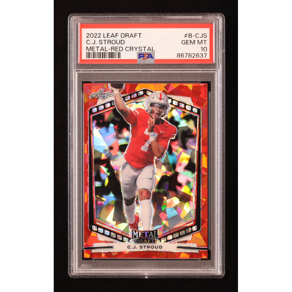 C.J. Stroud 2022 Leaf Draft and Prospects Metal Crystal Red #BCJS RC ...