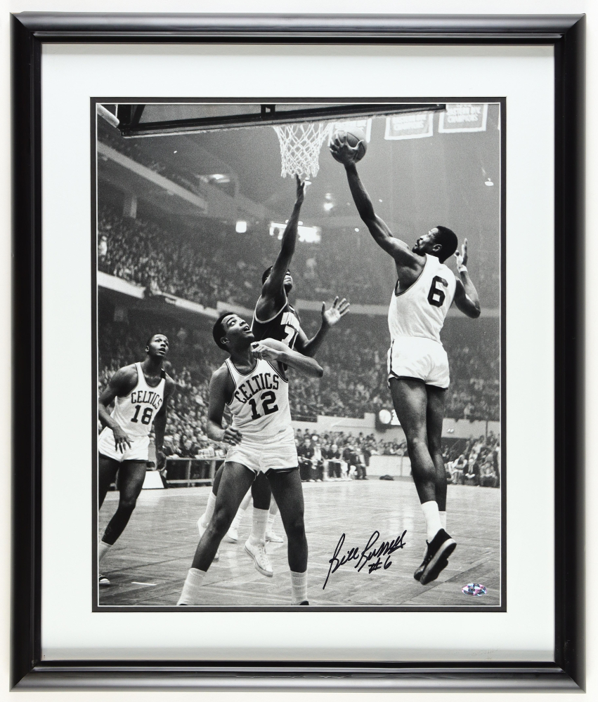 Bill Russell Signed Celtics Custom Framed Photo Display (Hollywood ...