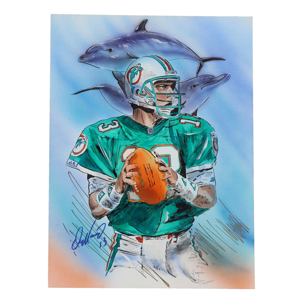 Dan Marino & Gary Longordo Signed Dolphins Hand-Embellished Lithograph ...