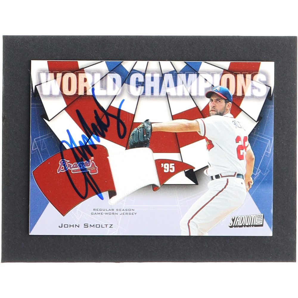John Smoltz Signed 2002 Stadium Club World Champion Relics #WCJS Jersey ...