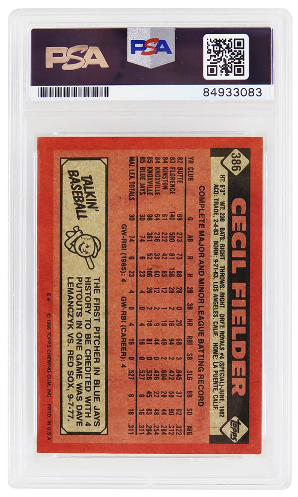 Cecil Fielder Signed 1986 Topps #386 RC (PSA) | Pristine Auction