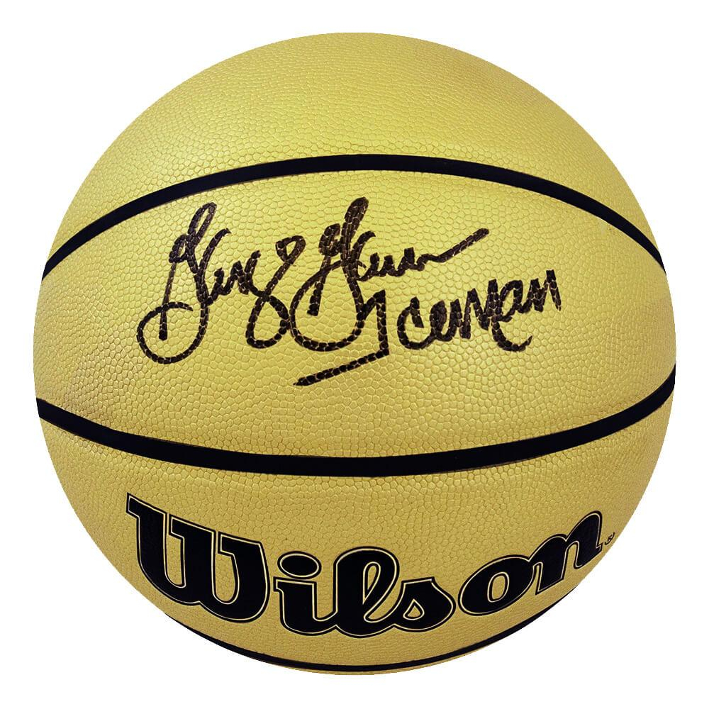 George Gervin Signed Gold NBA Basketball Inscribed "Iceman" (Schwartz ...