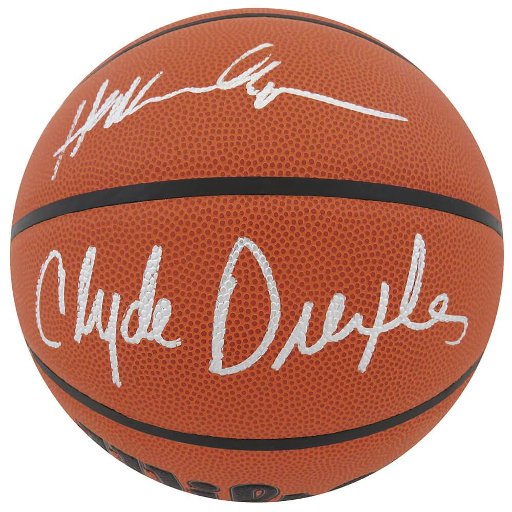 Hakeem Olajuwon & Clyde Drexler Signed NBA Basketball (Schwartz ...
