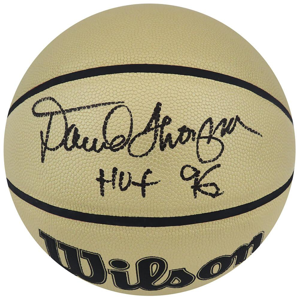 David Thompson Signed Gold NBA Basketball Inscribed "HOF 96" (Schwartz) | Pristine Auction