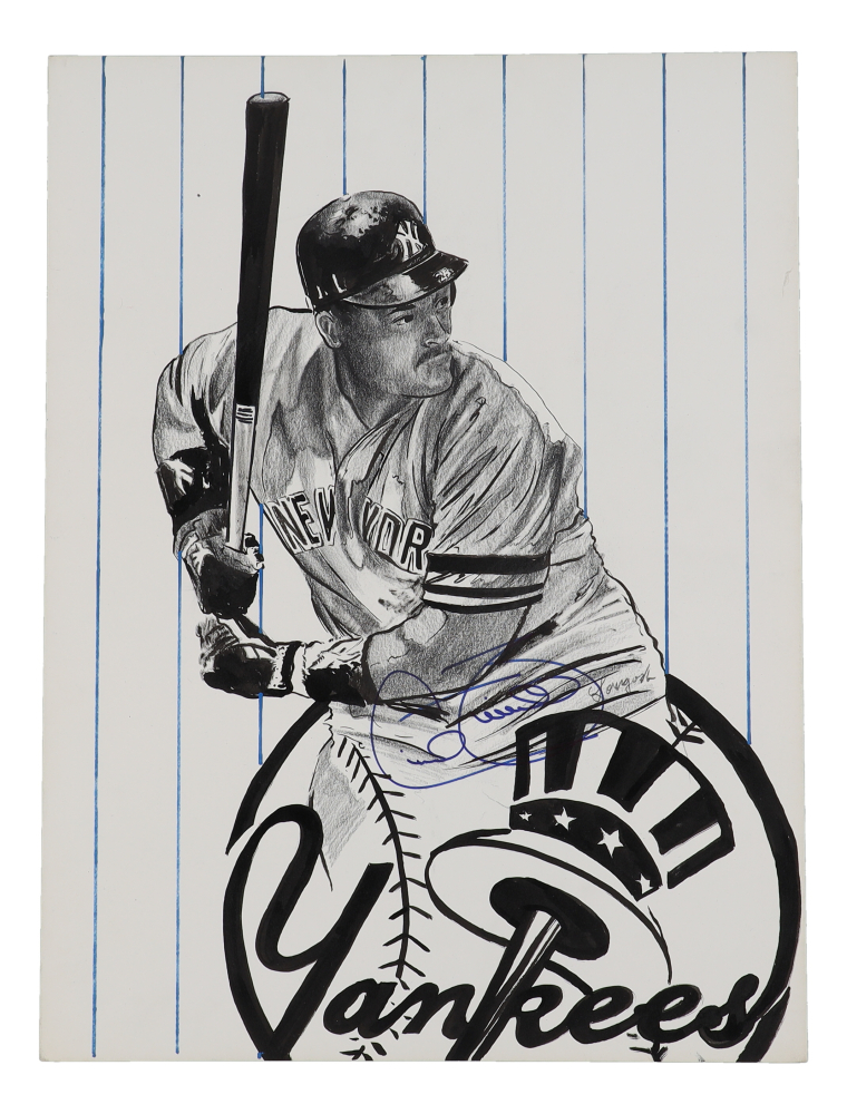 Cecil Fielder & Gary Longordo Signed Yankees Original Artwork (JSA & PA ...