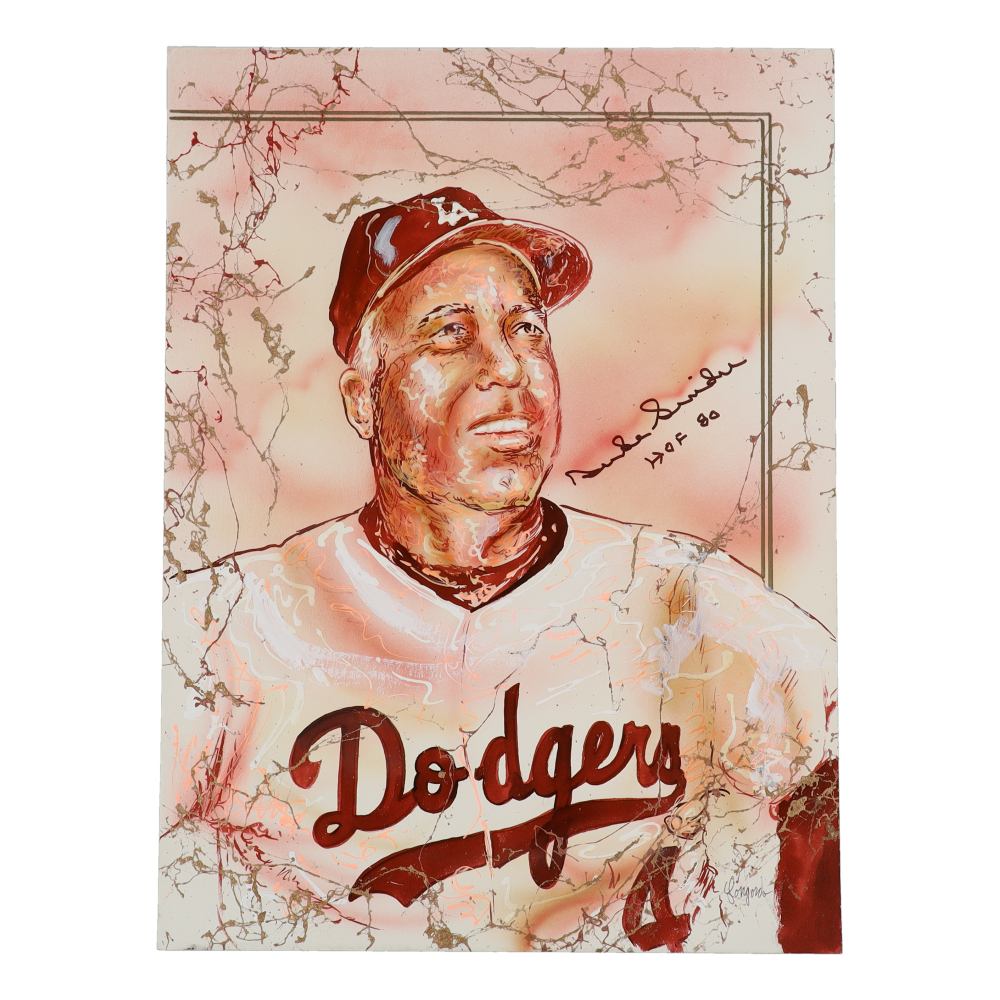 Duke Snider & Gary Longordo Signed Dodgers Original Artwork Inscribed ...