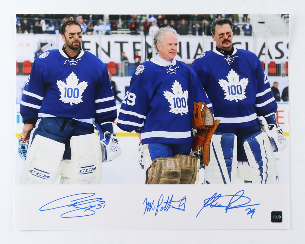 Felix Potvin, Curtis Joseph & Mike Palmateer Signed Maple Leafs 11x14 ...