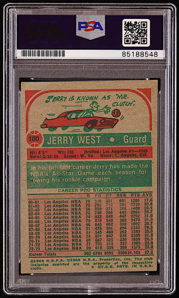 Jerry West Signed 1973-74 Topps #100 (PSA | Autograph Graded 10 ...