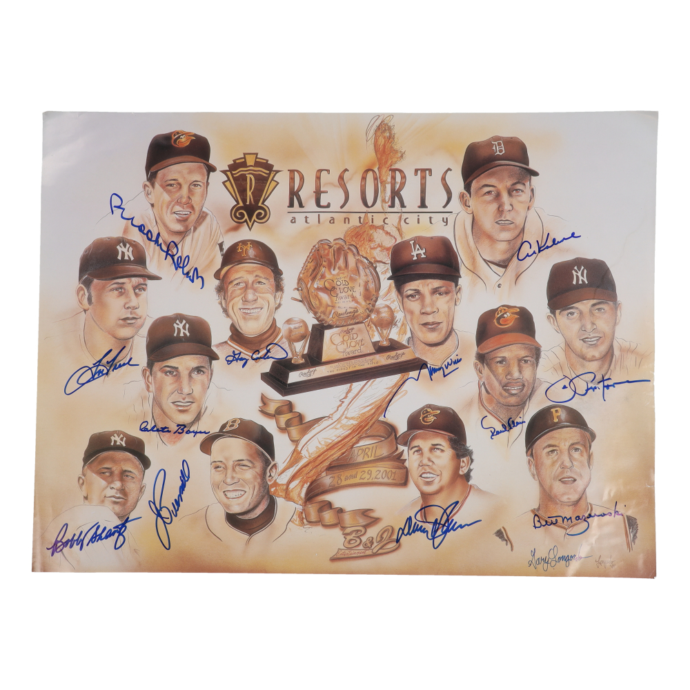 2001 Rawlings Gold Glove Winner LE Artist-Signed 18x24 Poster Signed by ...