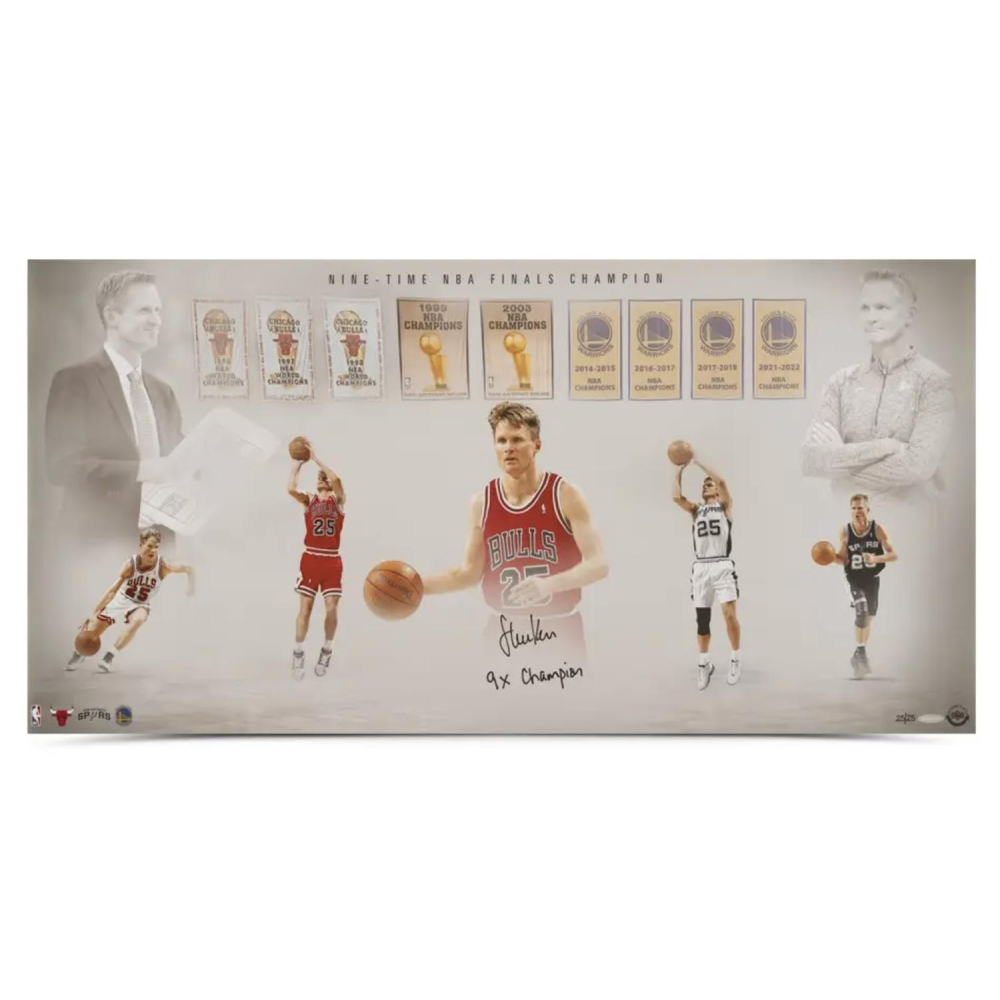 Steve Kerr Signed Bulls "9x Champs" Chicago 18x36 Photo (UDA ...